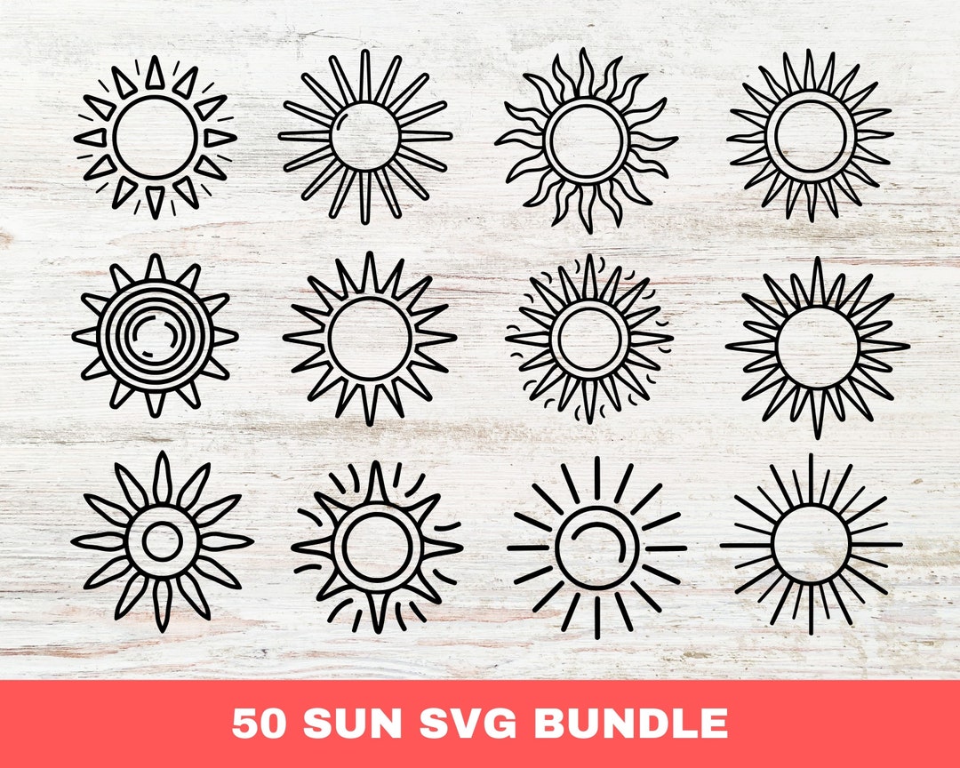 Sun Svg Bundle, Sun Png File, Sun Clip Art, Sun Cut Files for Cricut ...