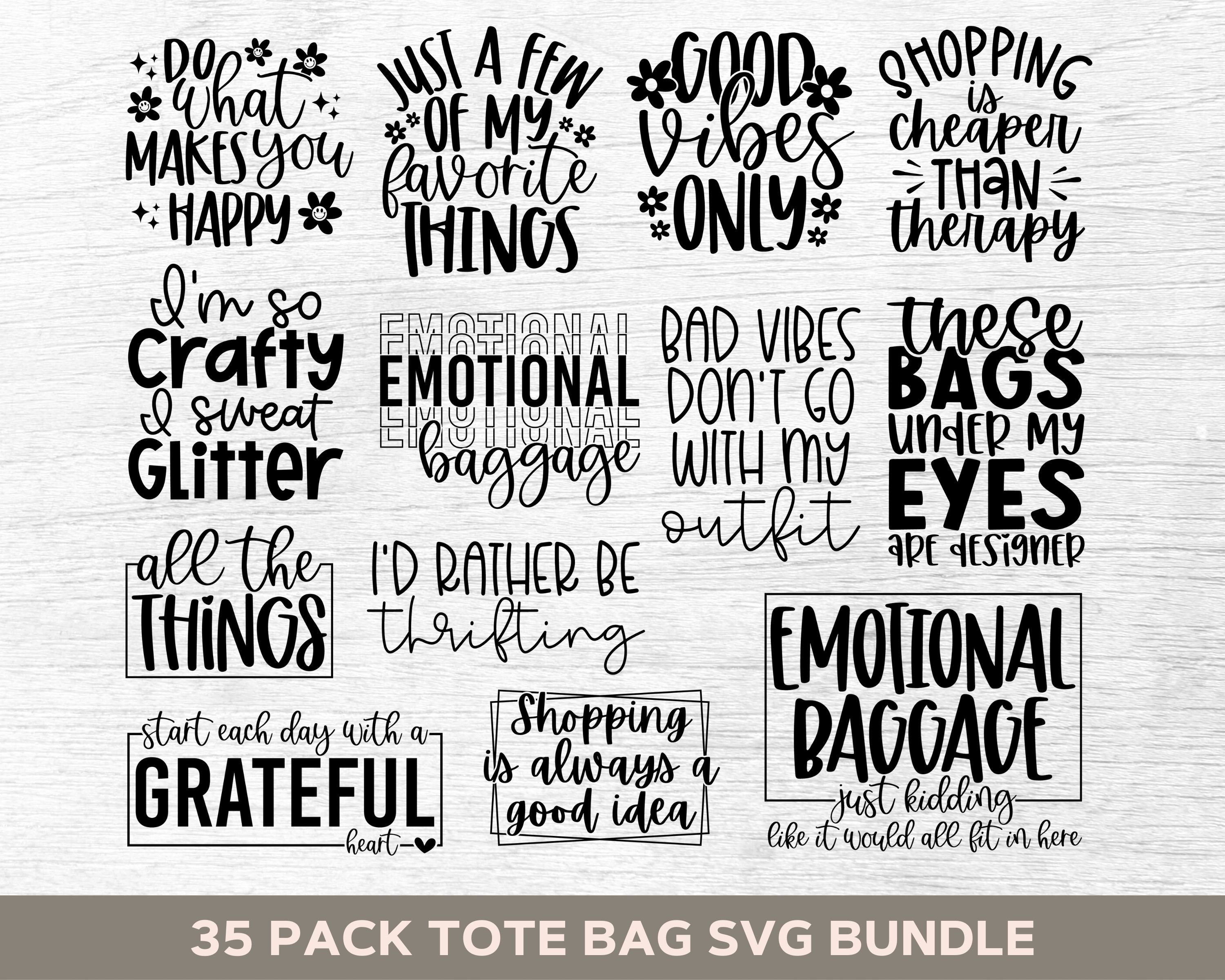 Funny Tote Bag Svg Bundle Tote Bag Quotes Svg Tote Bag Etsy