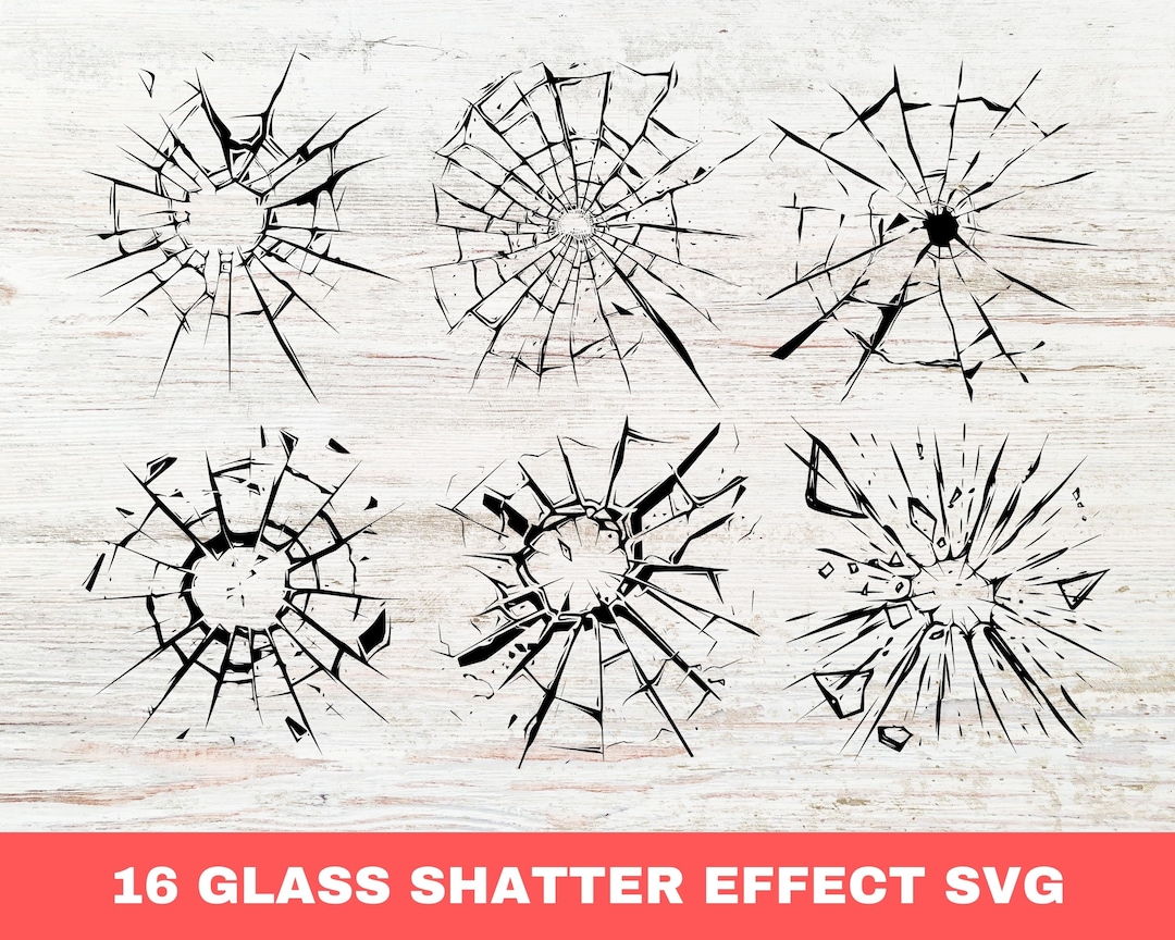 Glass Shatter Effect Svg Bundle, Glass Shatter Effect Png File, Glass ...