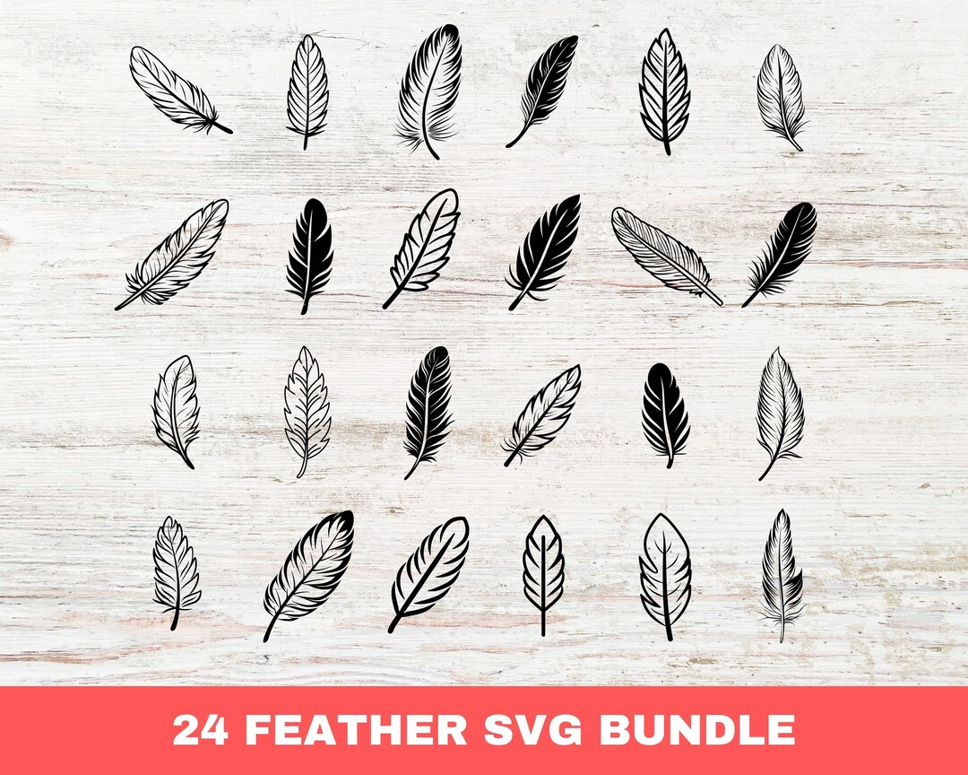 Feather Svg Bundle, Feather Png File, Feather Clip Art, Feather Cut ...