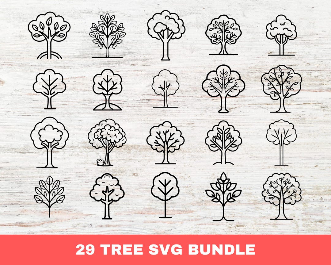 Tree Svg Bundle, Tree Png File, Tree Clip Art, Tree Cut Files for ...