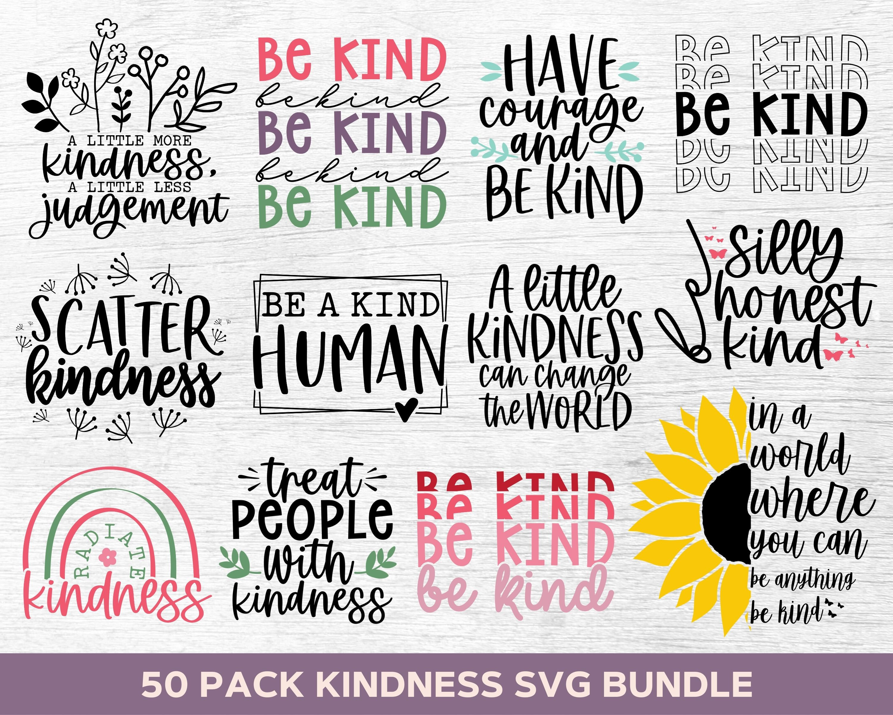 Kindness Svg Bundle Be Kind Svg Inspirational Svg - Etsy Canada