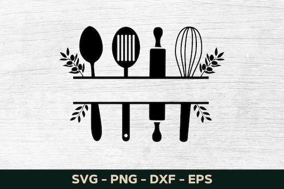 Kitchen Utensils Split Frame Monogram Svg Kitchen Decor Svg | Etsy