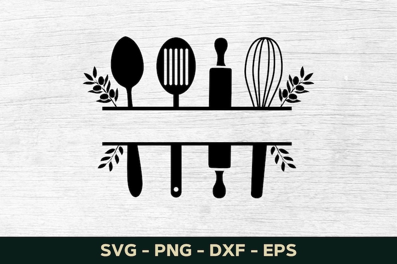 Kitchen Utensils Split Frame Monogram Svg Kitchen Decor Svg - Etsy