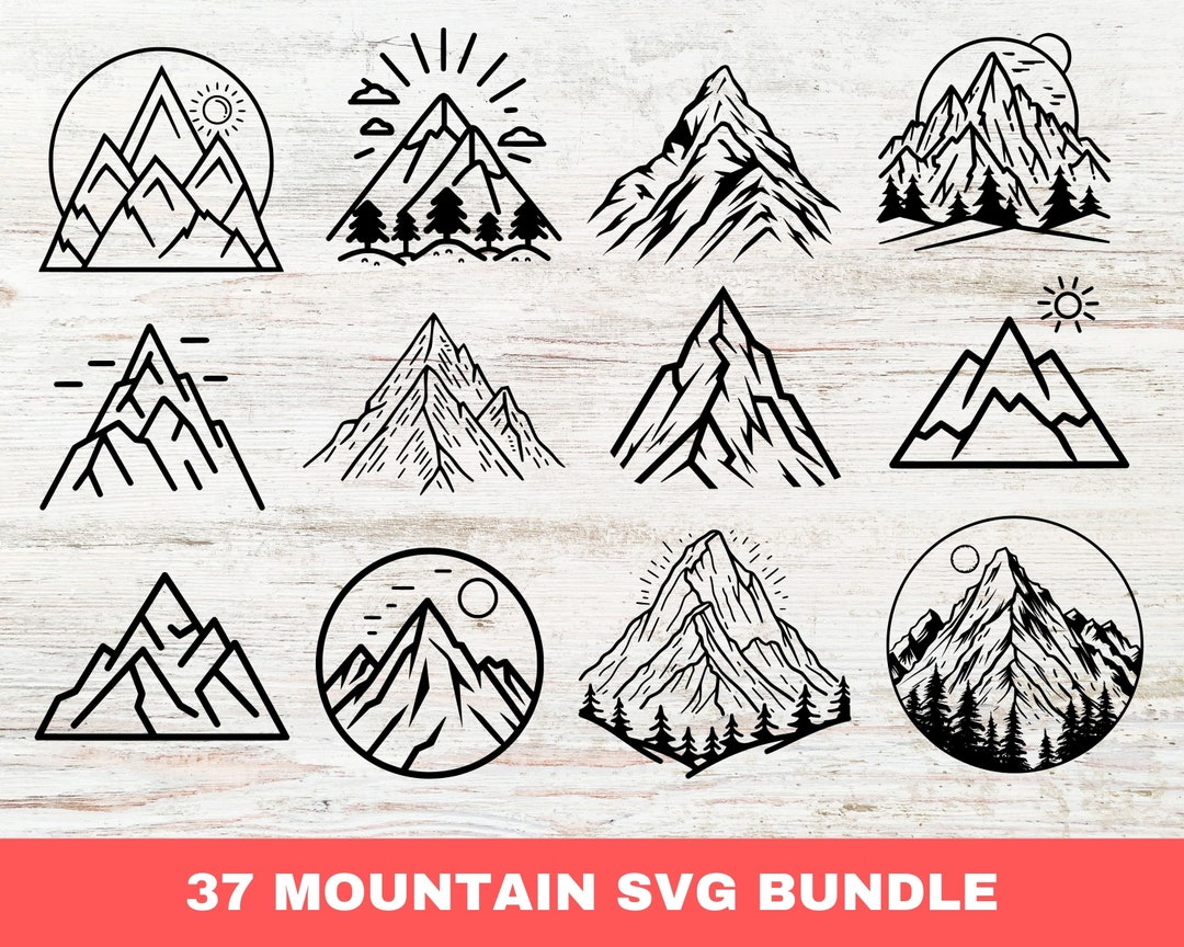 Mountain Svg Bundle, Mountain Png File, Mountain Clip Art, Mountain Cut ...