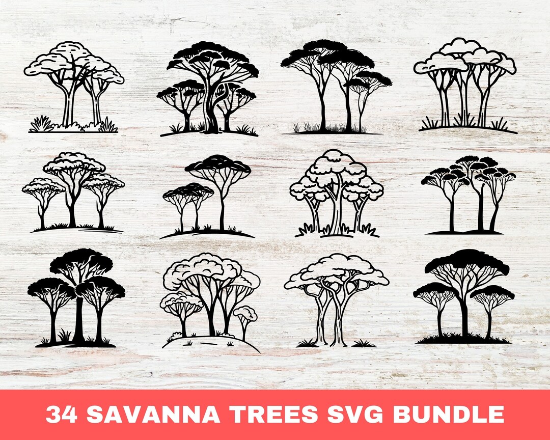 Savanna Trees Svg Bundle, Savanna Trees Png File, Savanna Trees Clip ...