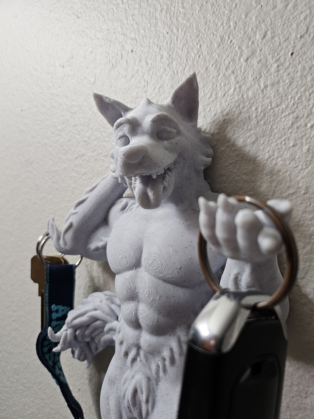 Buff Wolf Furry, Key Hook for Wall, Werewolf Accessory, Circle Key ...