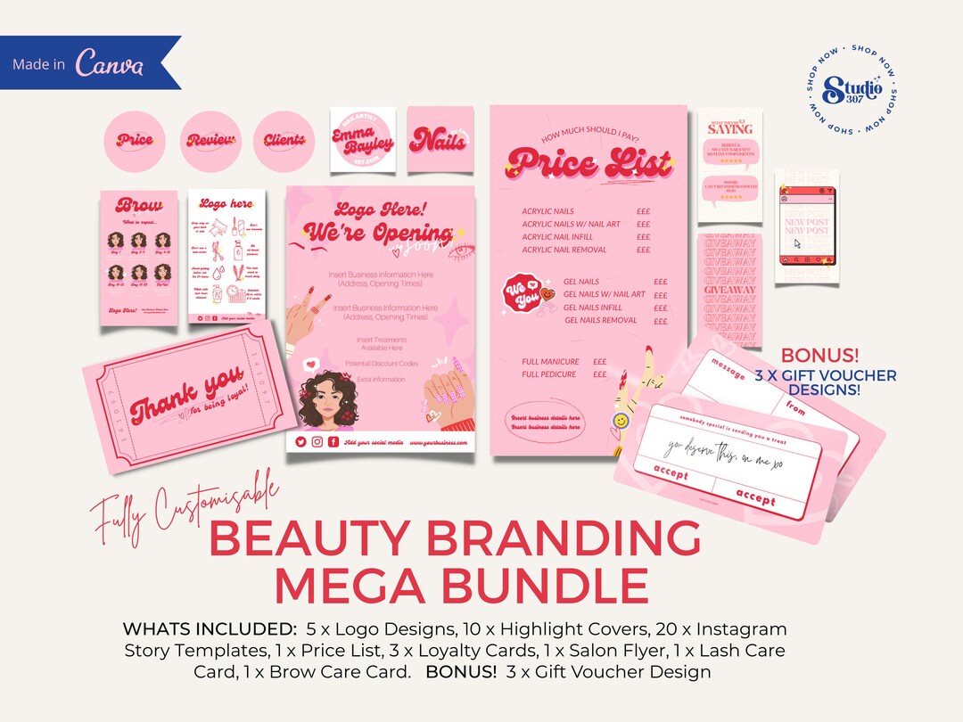Branding Bundle! Perfect for Beauty Businesses - Customisable Canva ...