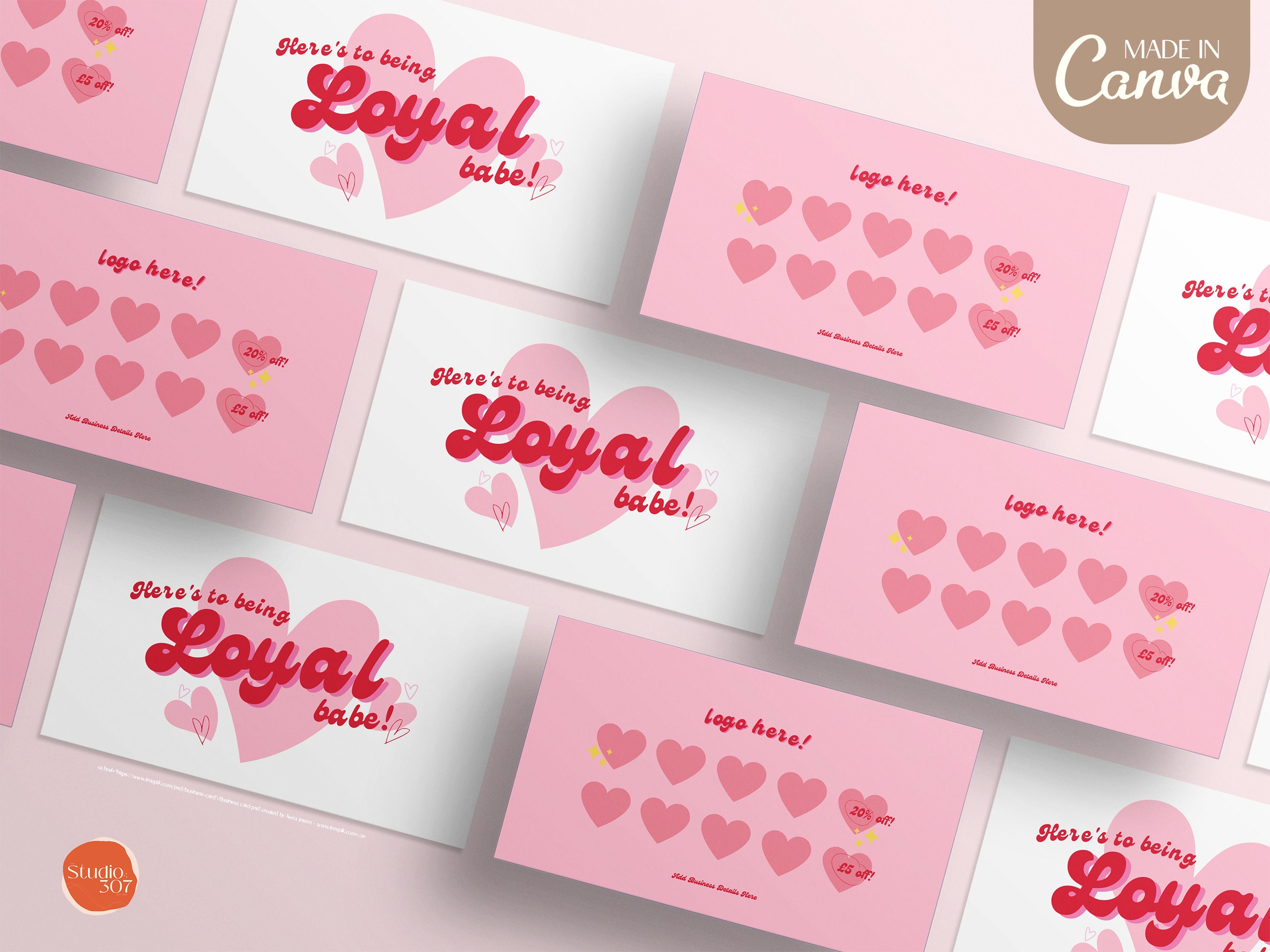 3 Loyalty Card Designs Perfect for Beauty Businesses Customisable Canva ...