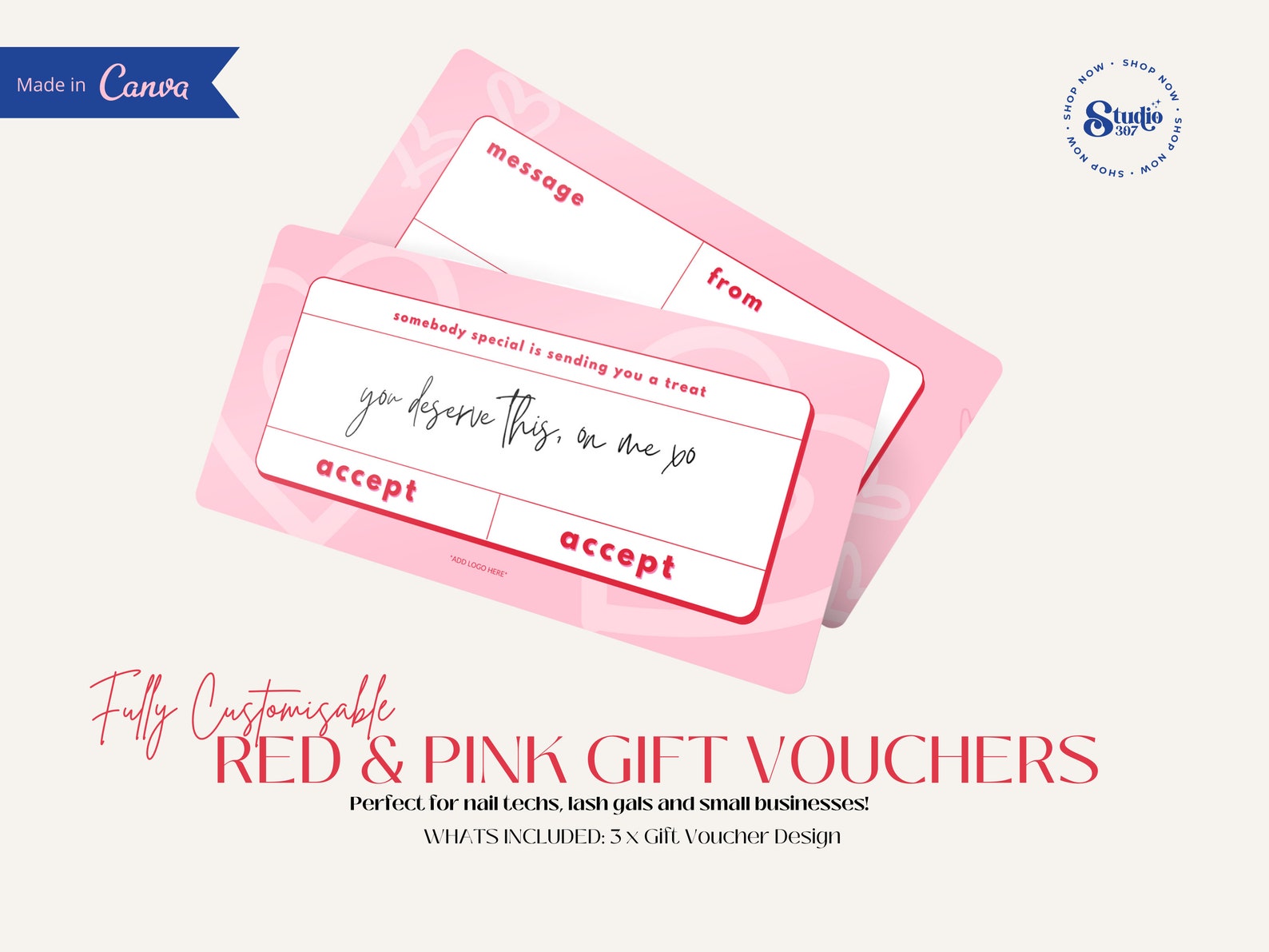 3 Gift Voucher Designs - Perfect for Beauty Businesses - Customisable ...