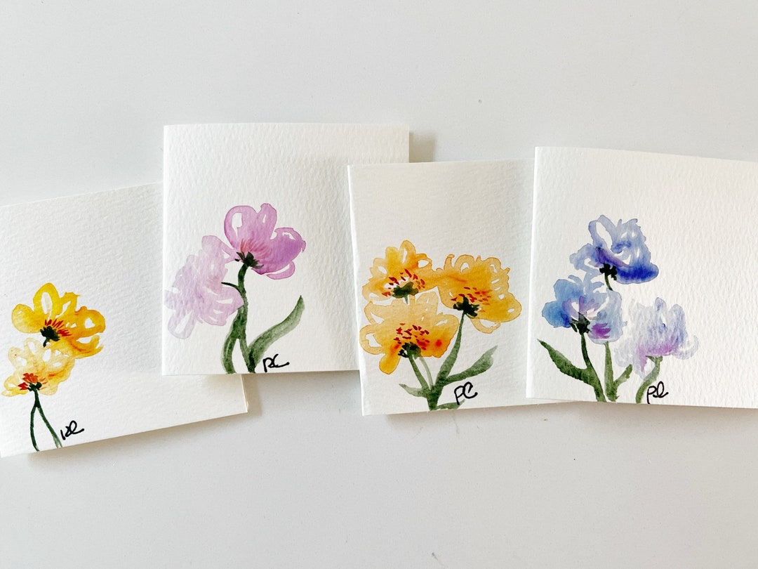 Watercolor Flower Cards - Etsy