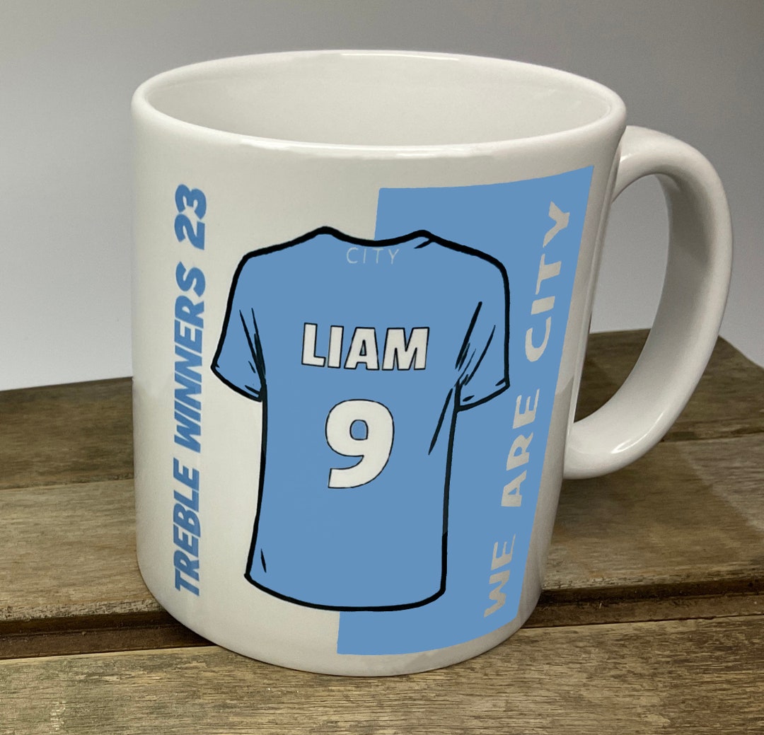 Manchester City Football Shirt and Name Personalised Mug - Etsy