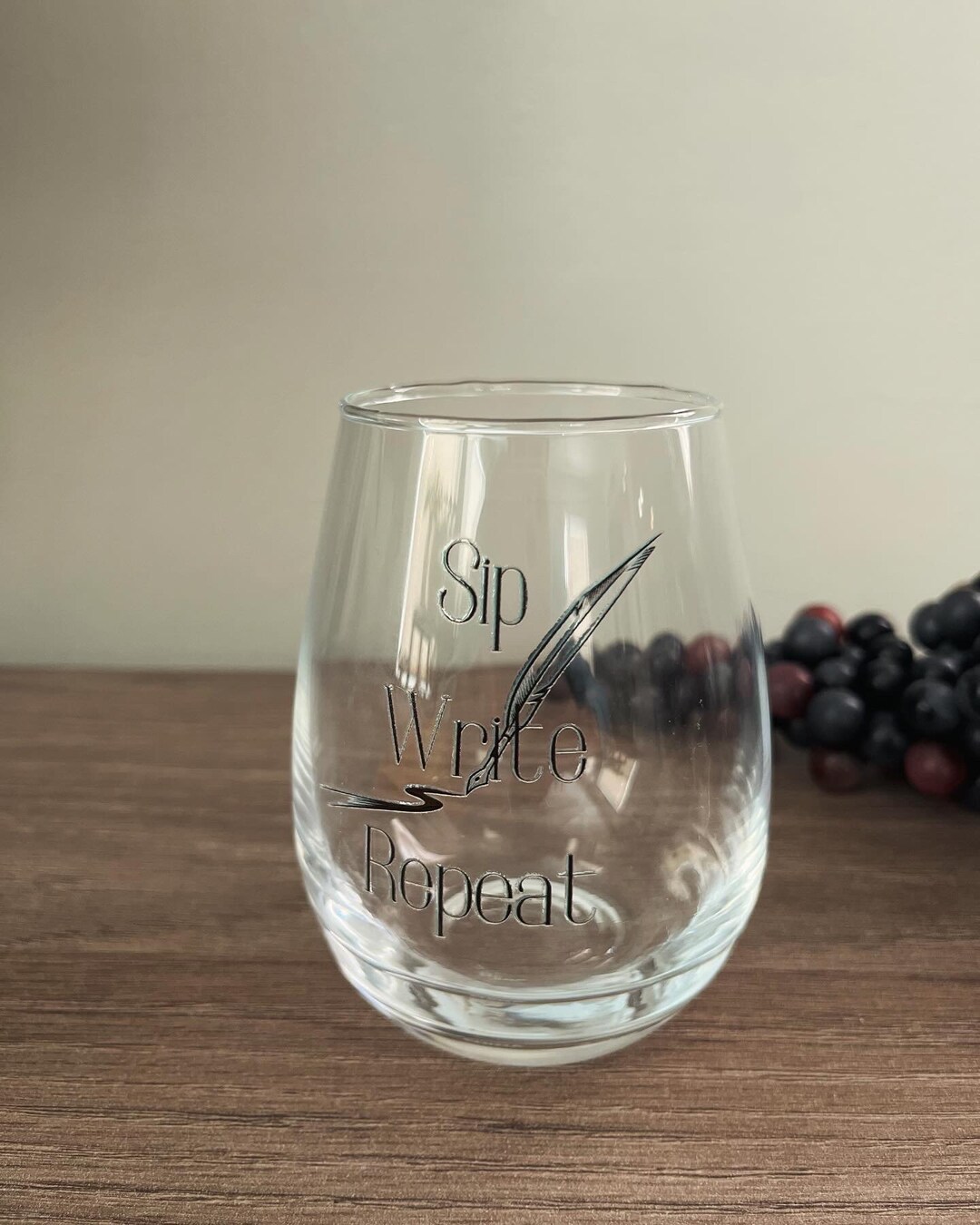 Sip Write Repeat Stemless Wine Glass, Creative and Fiction Writing ...