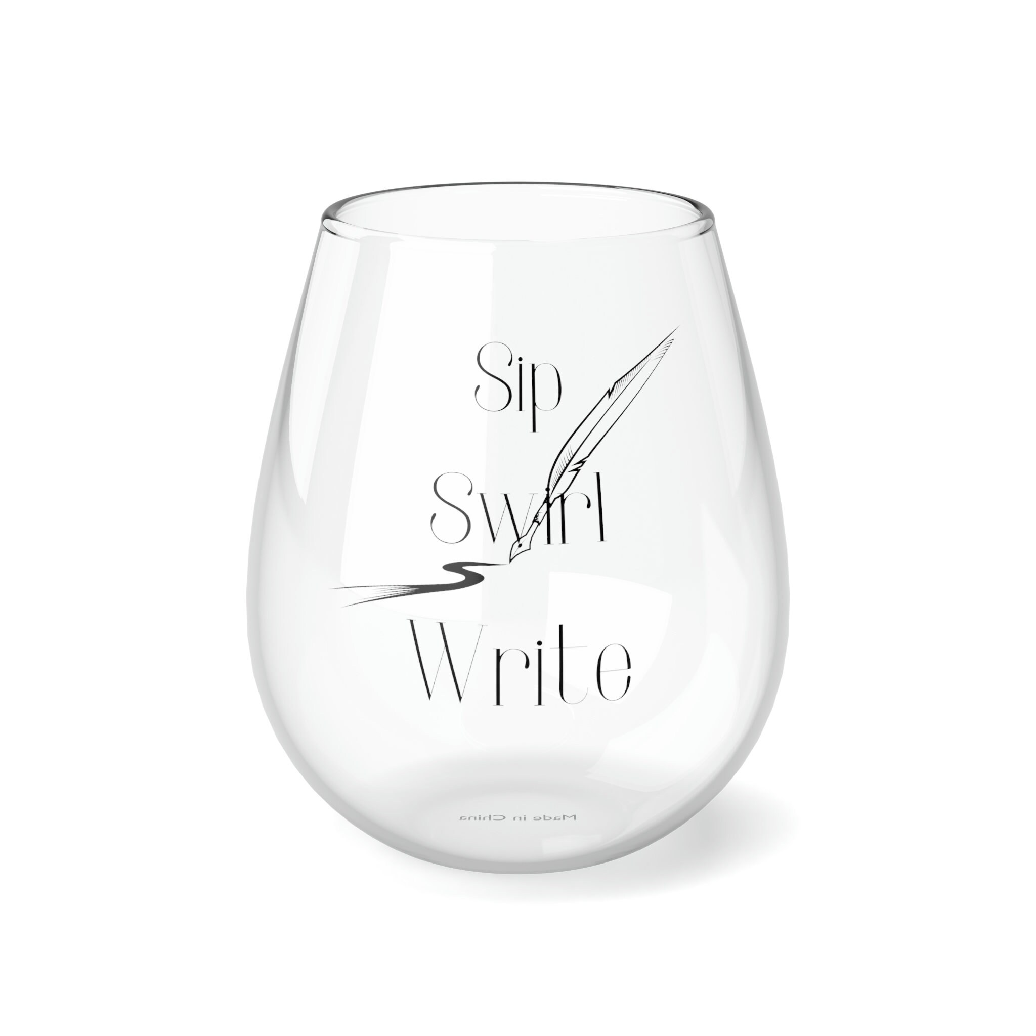 Sip Swirl Write Stemless Wine Glass, Creative and Fiction Writer, Sci ...