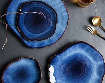 Blue Ceramic Plate | Etsy