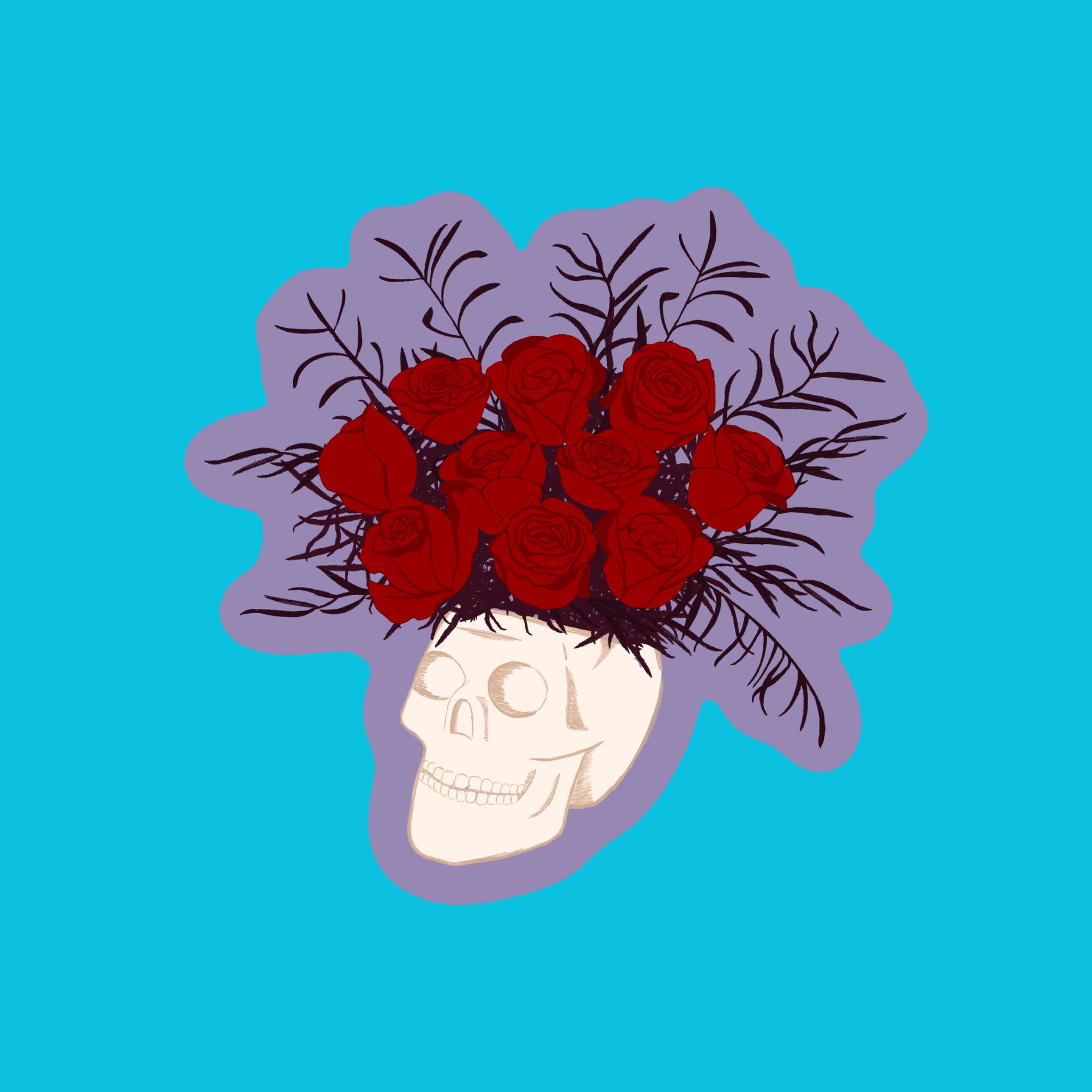 Cara Mia / Flowers Sticker / Floral Drawing / Spooky Flowers / - Etsy