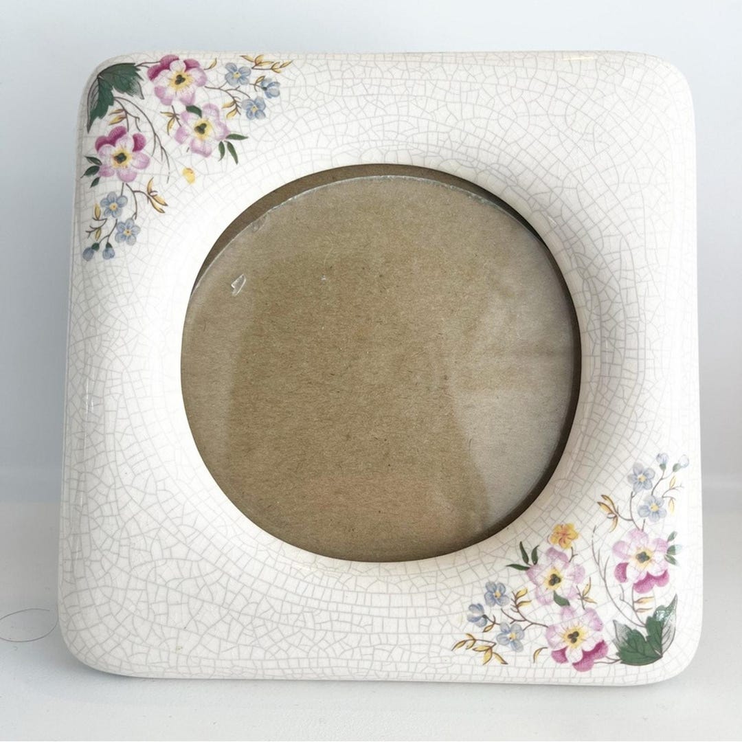 VINTAGE Small Ceramic Floral Round Circular Photo Frame - Etsy
