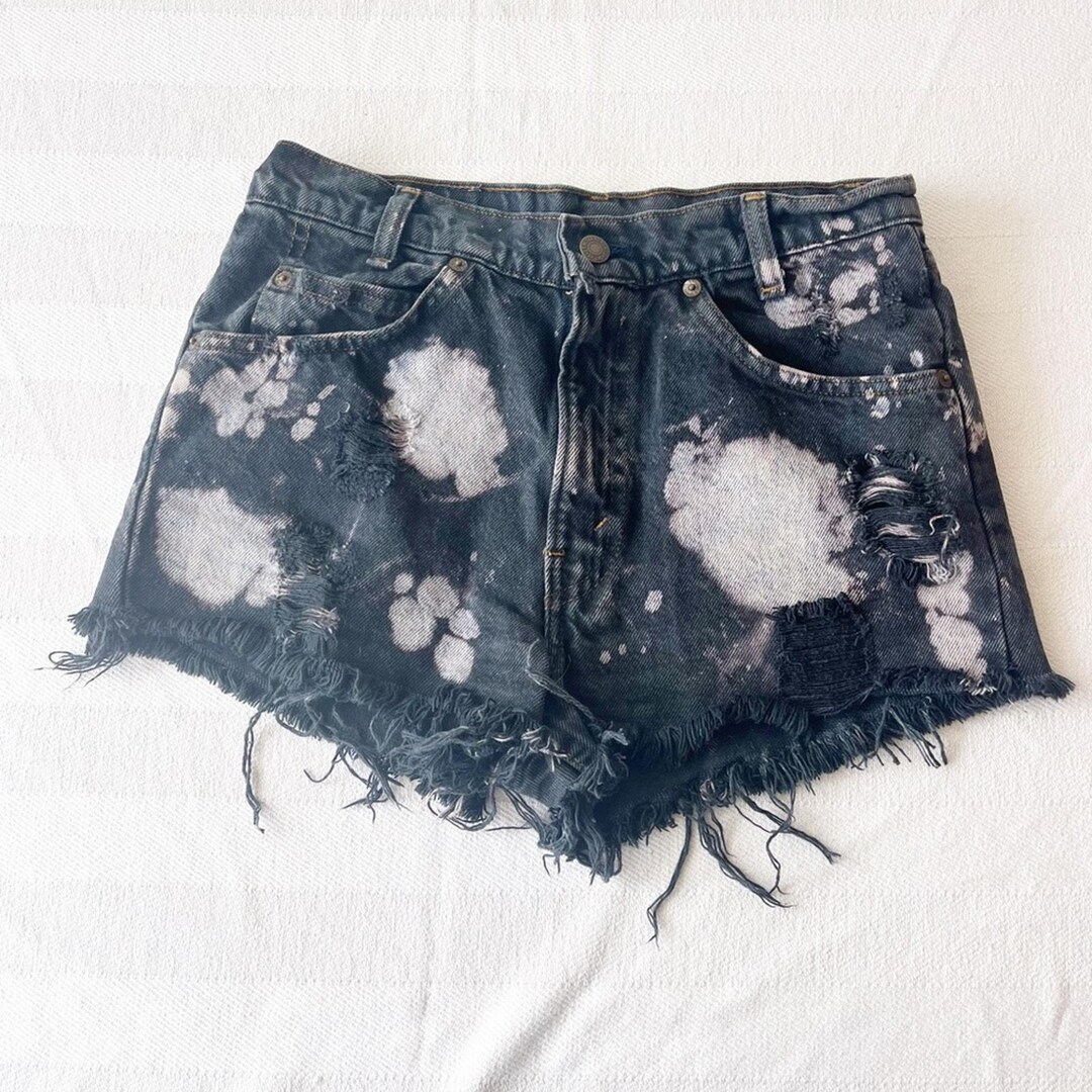 LEVI’S Vintage Orange Tab Black Bleach Dyed Cutoff Jean Shorts - Etsy