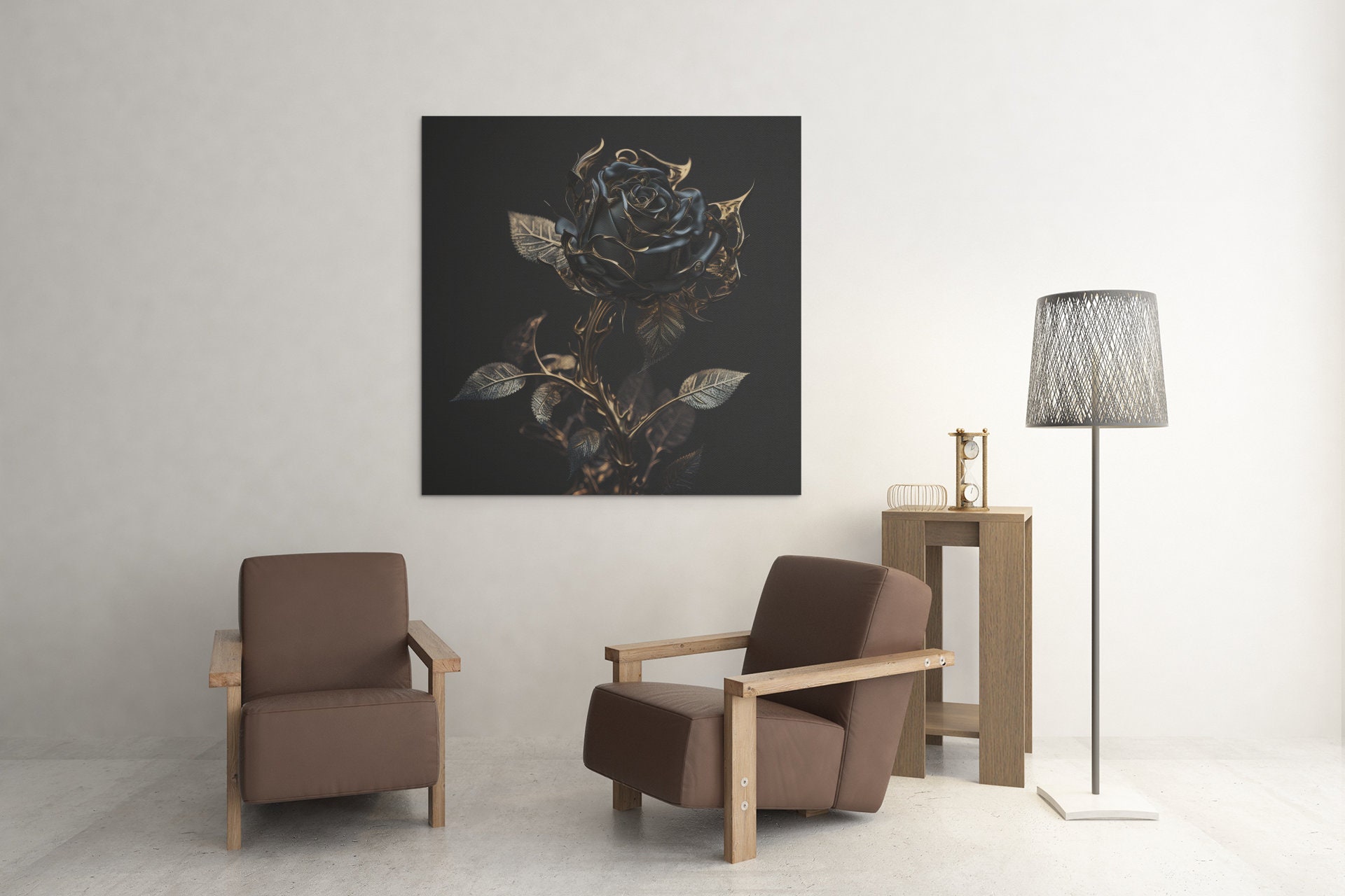 Reen Watercolor Leaves Gorgeously Ornate Rose-black Vantabl Digital ...