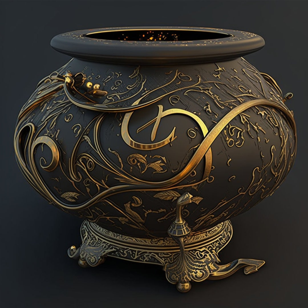 Poster a Witch's Cauldron With Gold Inlay: Gothic Art Digital Download ...