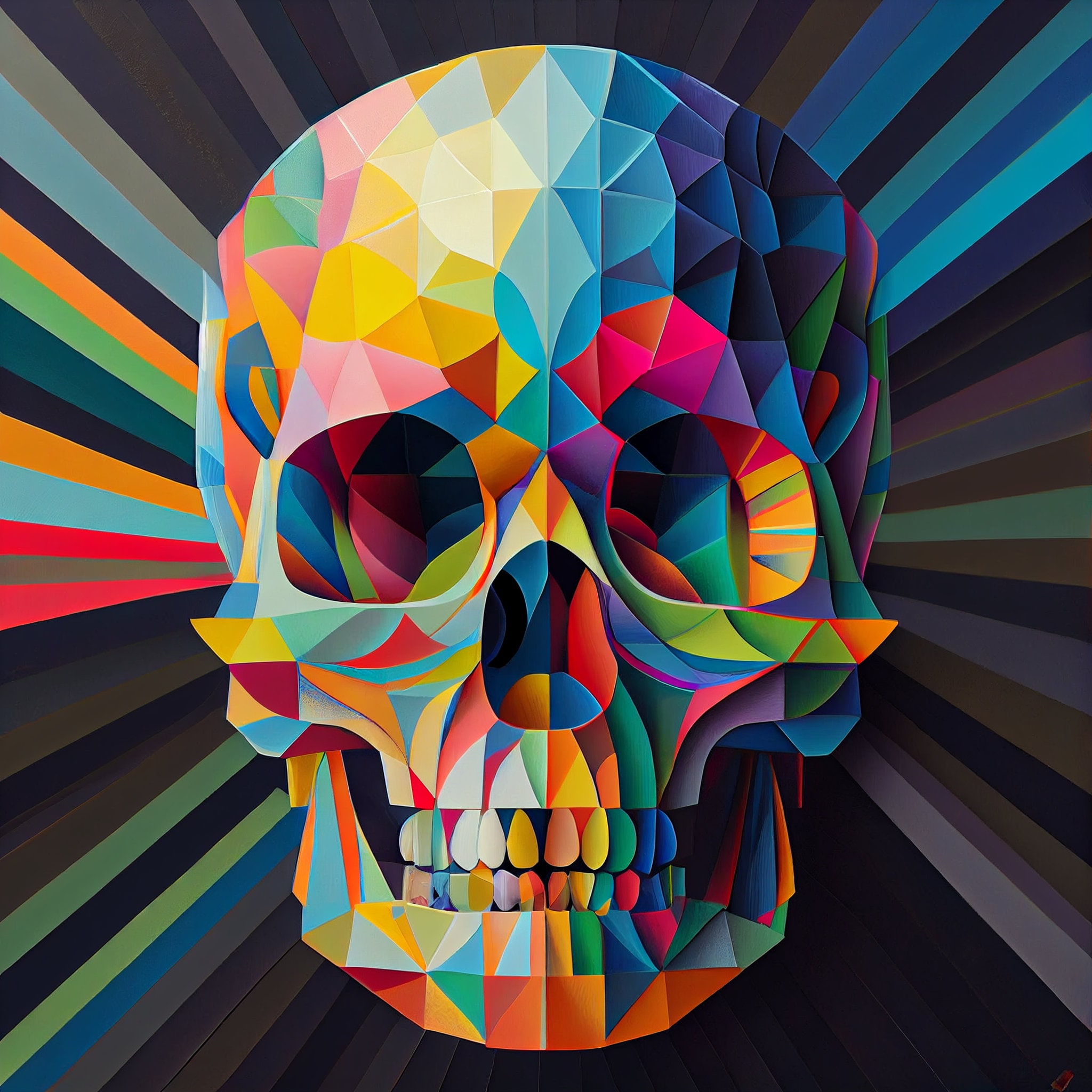 Poster Skull Oil Okuda San Miguel Man Cave Decor Digital Download Wall Art Home Decor Artwork ...