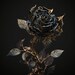 Reen Watercolor Leaves Gorgeously Ornate Rose-black Vantabl Digital ...