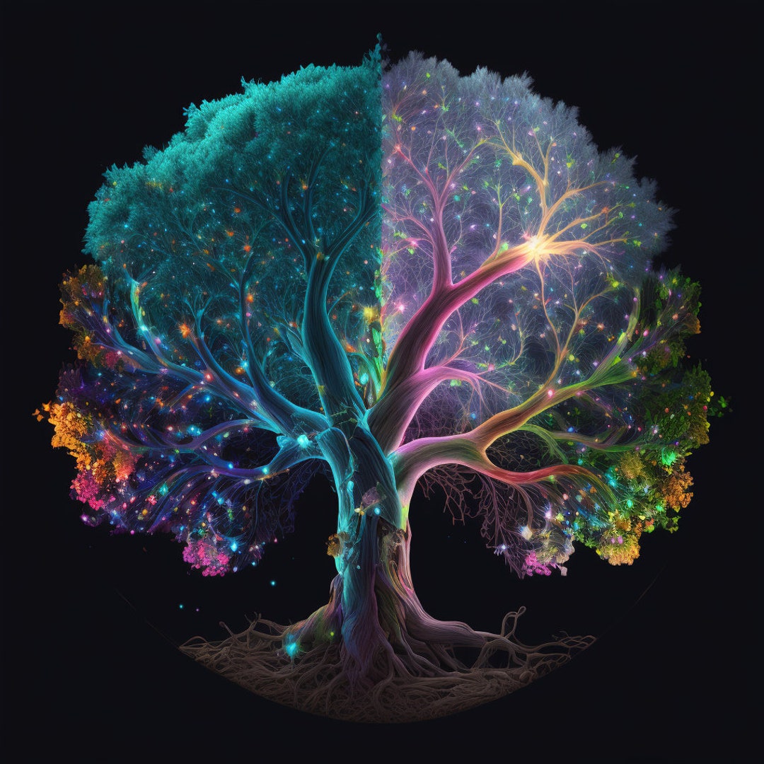 Poster Multi-color Tree of Life Pink Green Poster Zen Digital Download ...