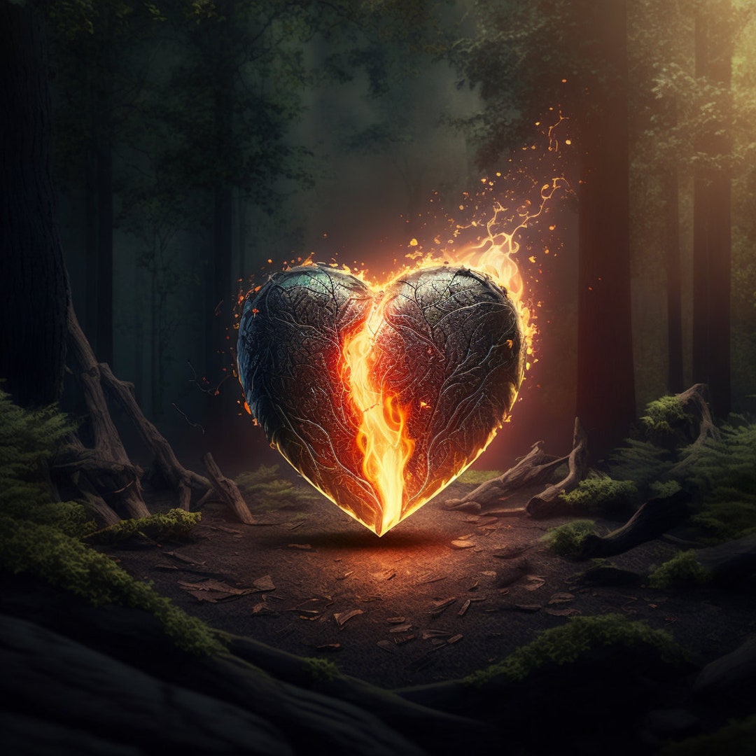 Poster of Love: Heart in Forest Digital Download Wall Art - Etsy