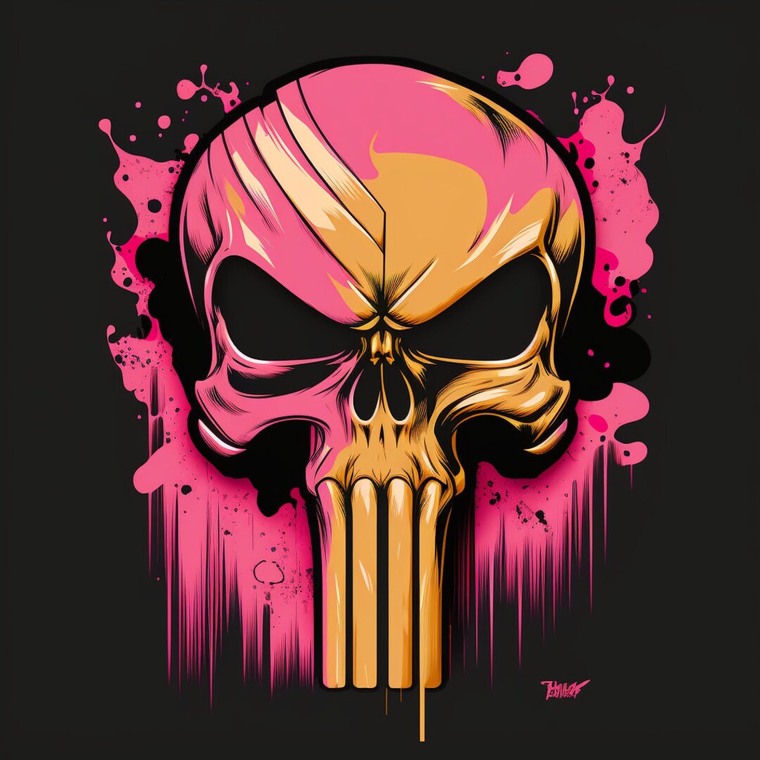Poster Graffiti Punisher Pink & Gold Mancave Decor Gothic Art - Etsy