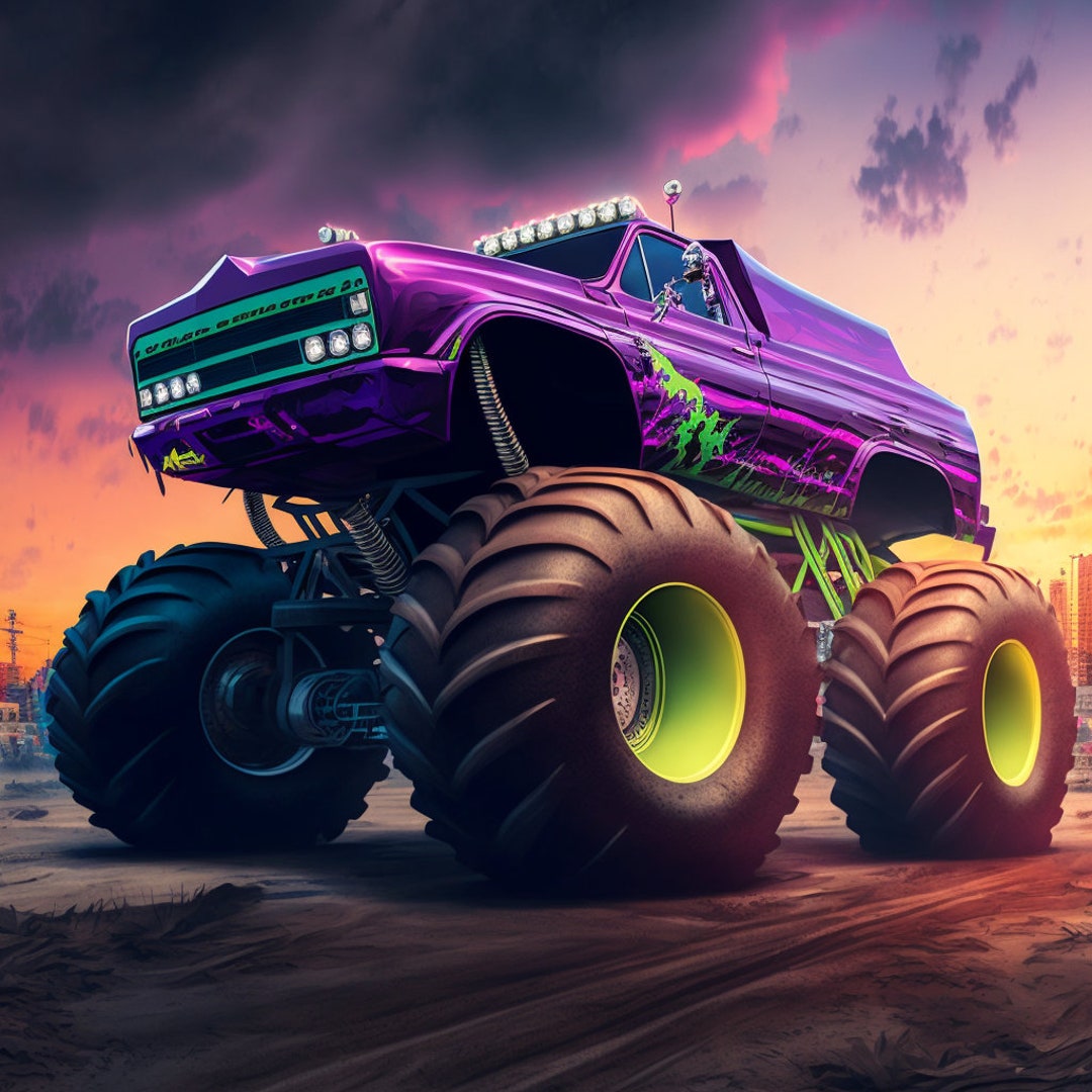 GTA Style Monster Truck Purple Child Dedor Kid Decor Digital Download ...