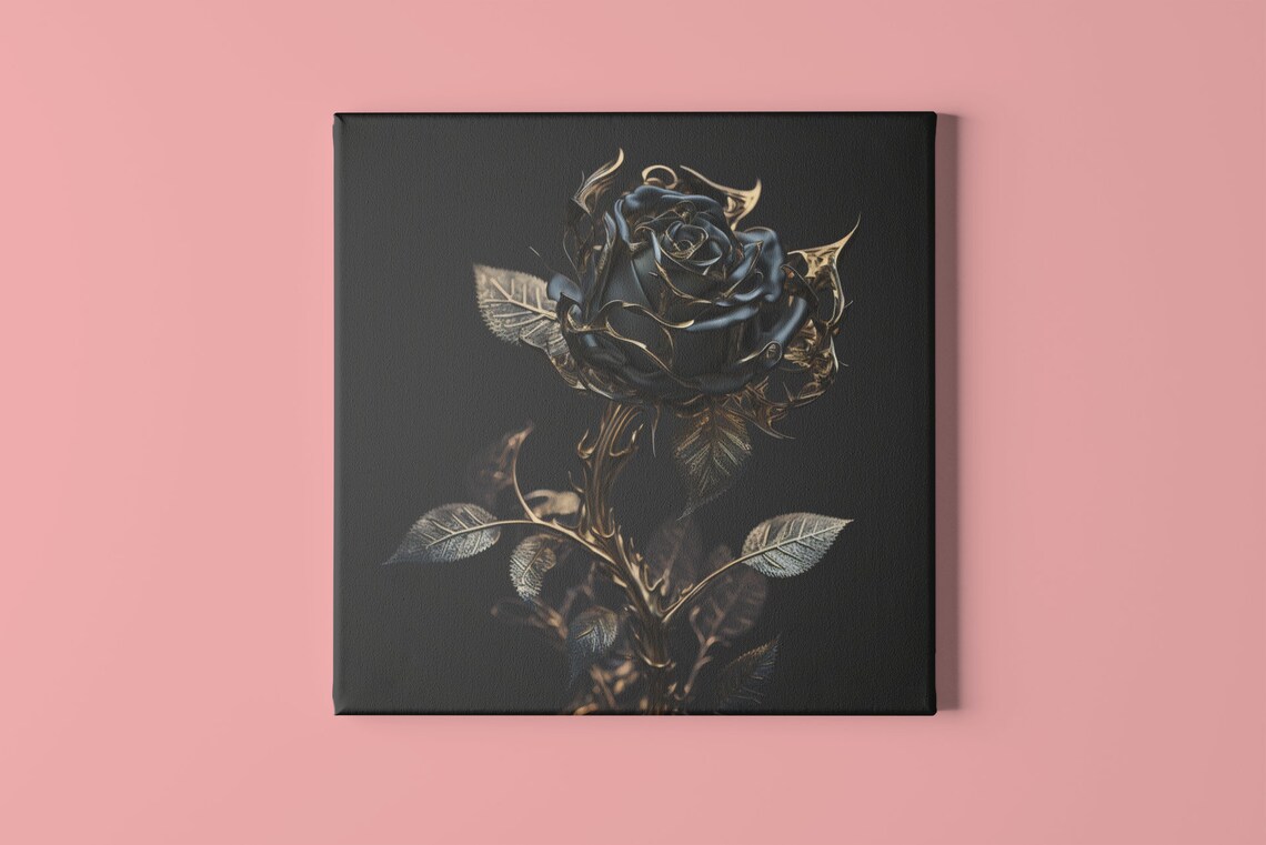 Reen Watercolor Leaves Gorgeously Ornate Rose-black Vantabl Digital ...