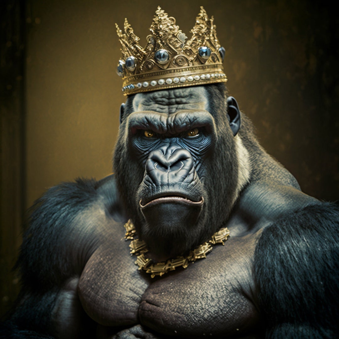 King Kong Gorilla With Crown Printable Poster Gift Ape Monkey Digital ...