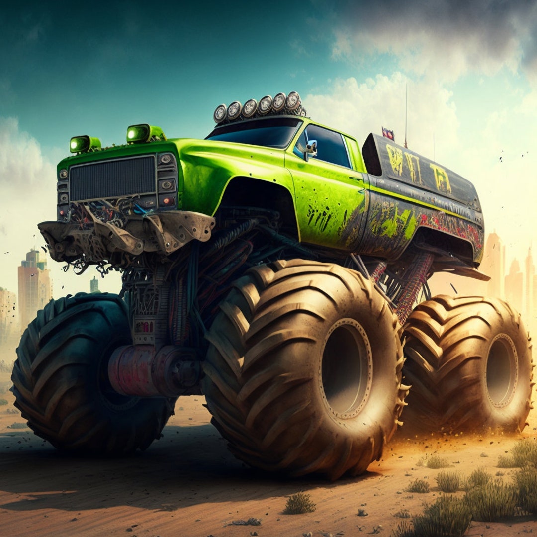 Poster Green Gta-style Monster Truck Poster Printable Digital Download ...