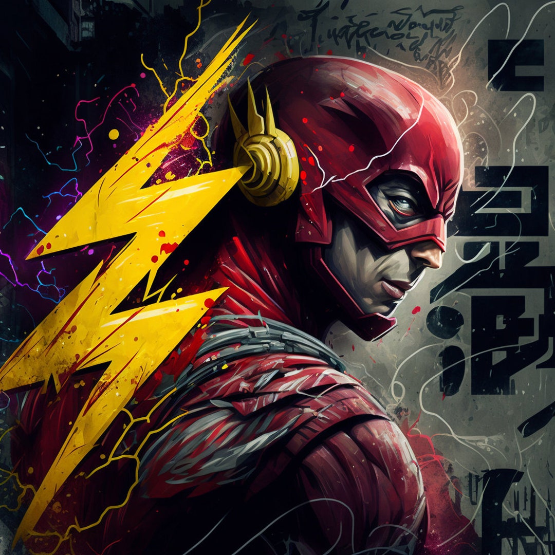 Flash Poster: Red Graffiti Mancave Decor Poster Digital Download Wall ...