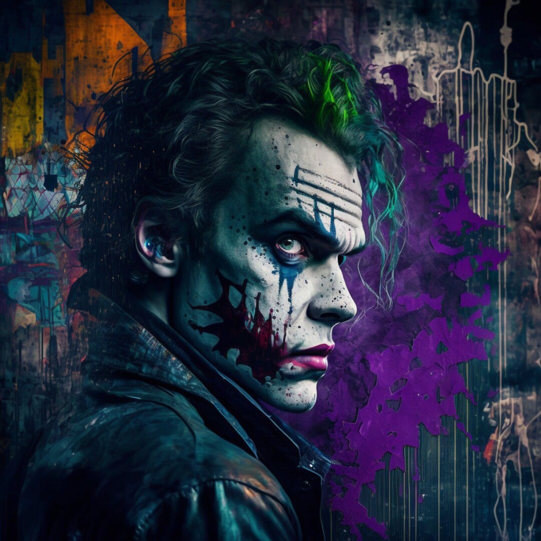 Poster Joker Purple Green White Graffiti Mancave Digital - Etsy