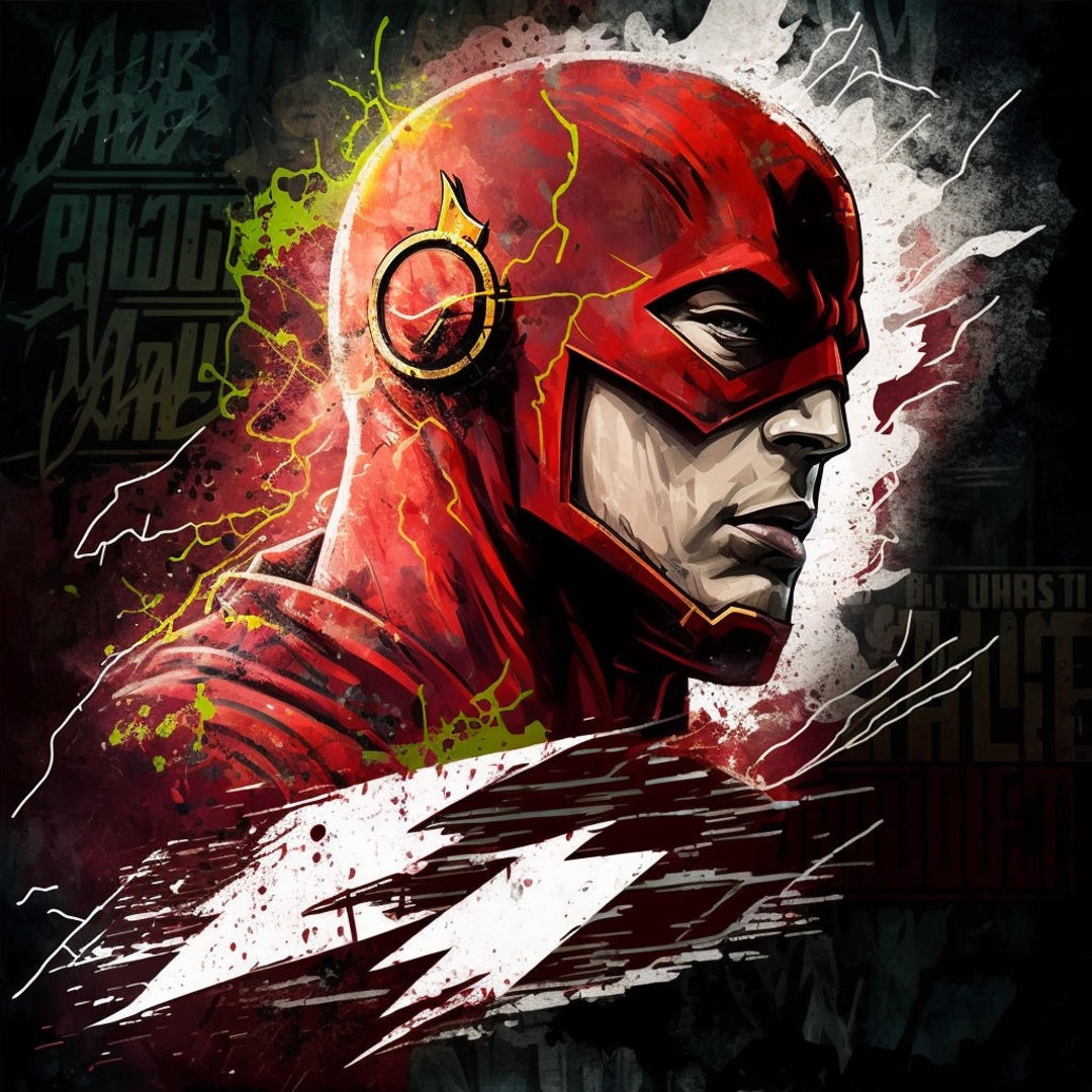 Poster Flash: Red Graffiti Mancave Decor Poster Graffiti Digital ...