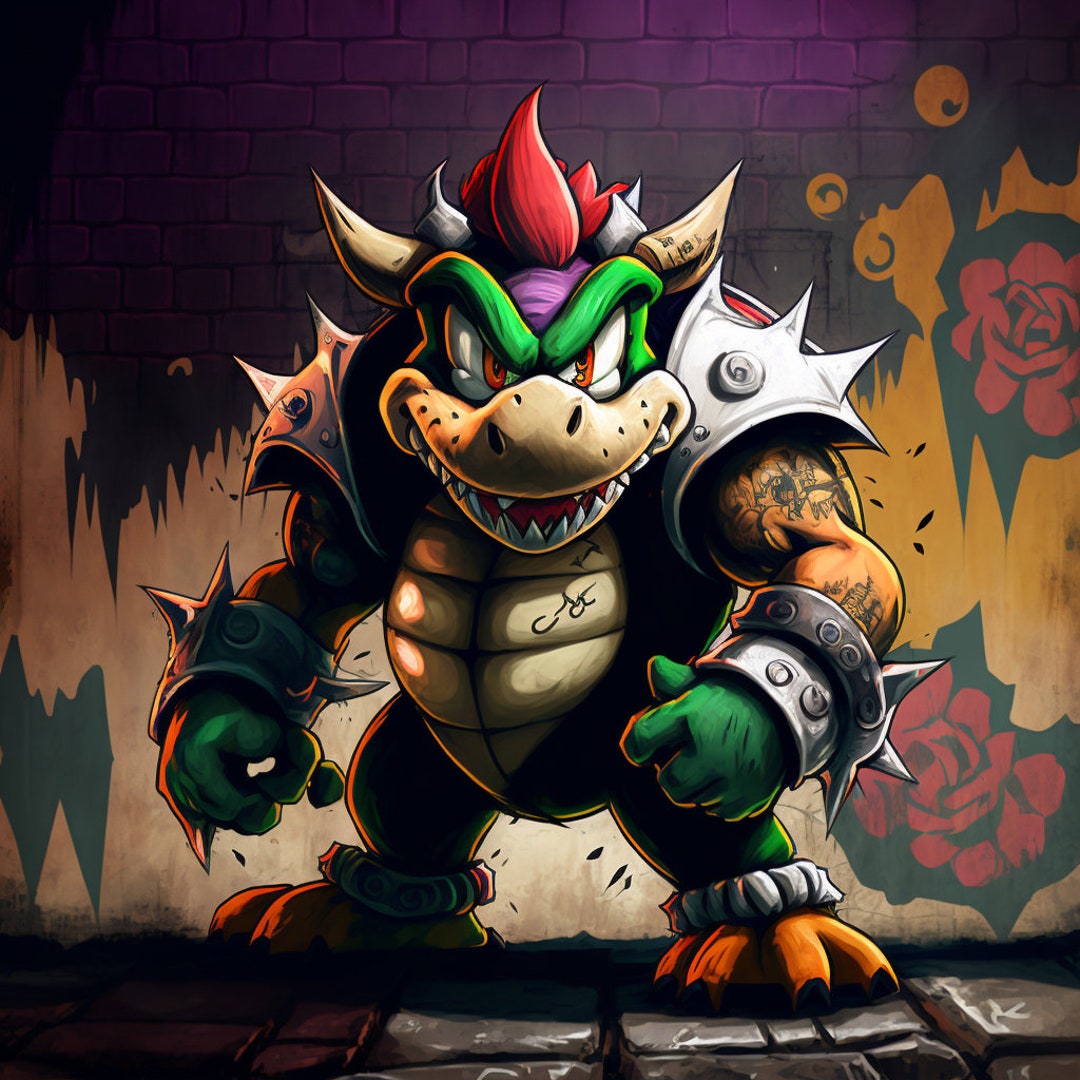 Poster Bowser: Green Graffiti Art Poster Kid Room Decor Digital ...