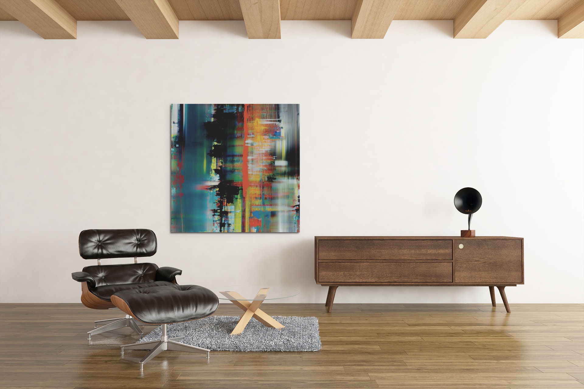 Poster Gerhard Richter'style Abstract Art Poster Red Blue Digital ...