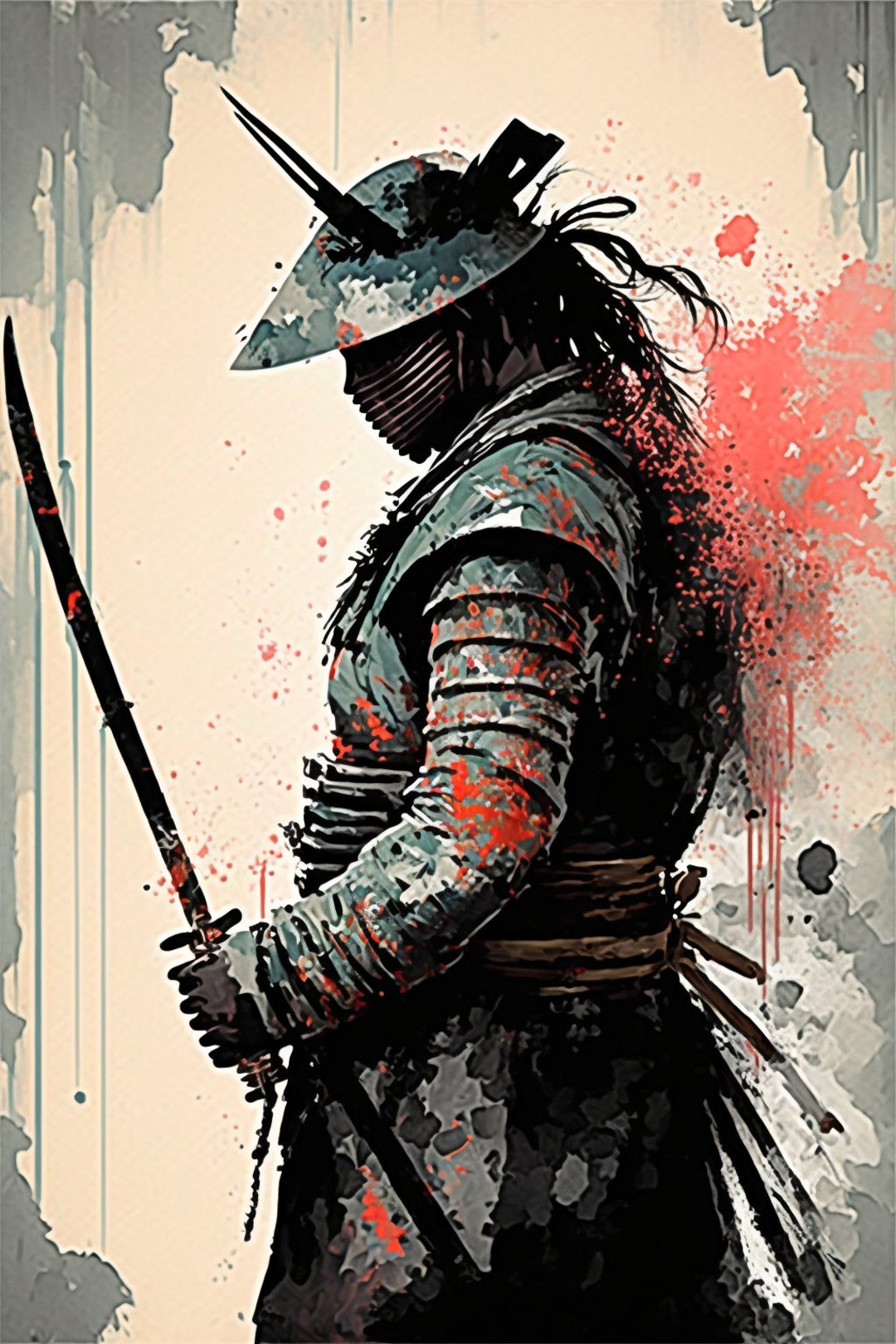 Abstract Samurai Oil Painting Digital Download Wall Art - Etsy