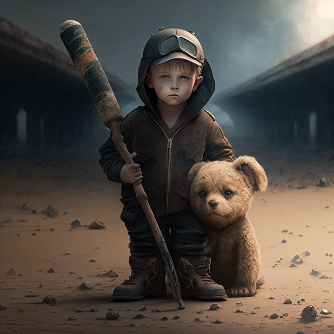 Poster Little Boy and His Teddy Bear Apocalypse Poster Digital Download ...