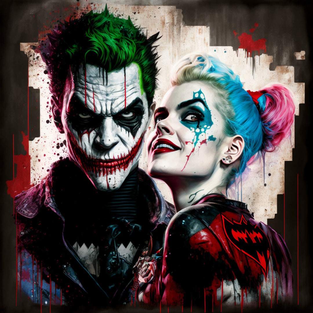 Joker And Harley Quinns Art Hollywood Movie Naughty Bad Girl Digital Download Wall Art Home