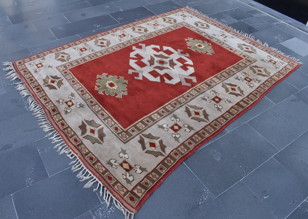 Turkish Area Rug Vintage Handmade Rug Rustic Kitchen Decor - Etsy