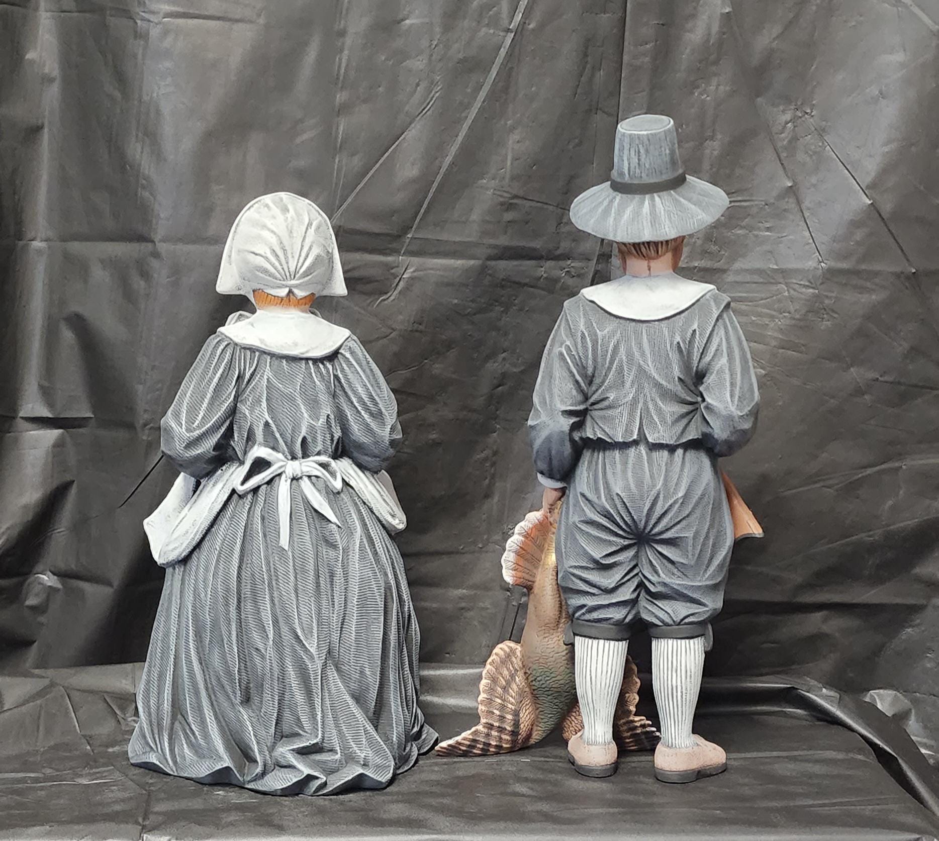 Hand-painted Ceramic Pilgrim Figurines: Thanksgiving Decor - Etsy