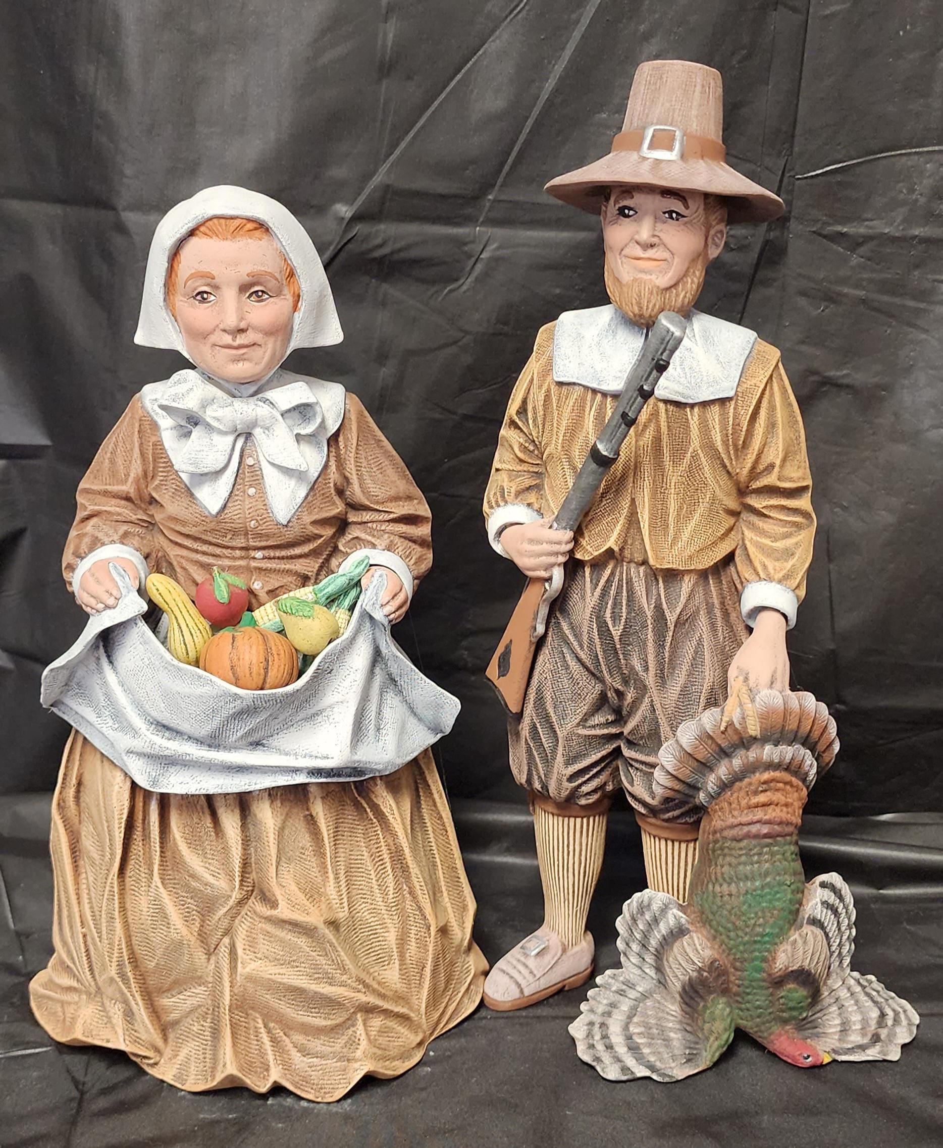 Hand-painted Ceramic Pilgrim Figurines: Thanksgiving Decor - Etsy