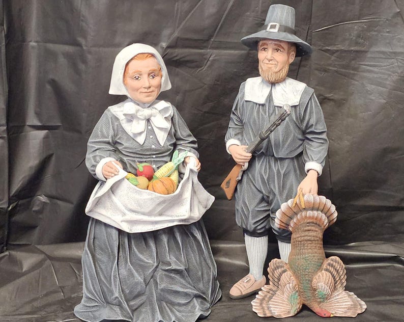 Hand-painted Ceramic Pilgrim Figurines: Thanksgiving Decor - Etsy
