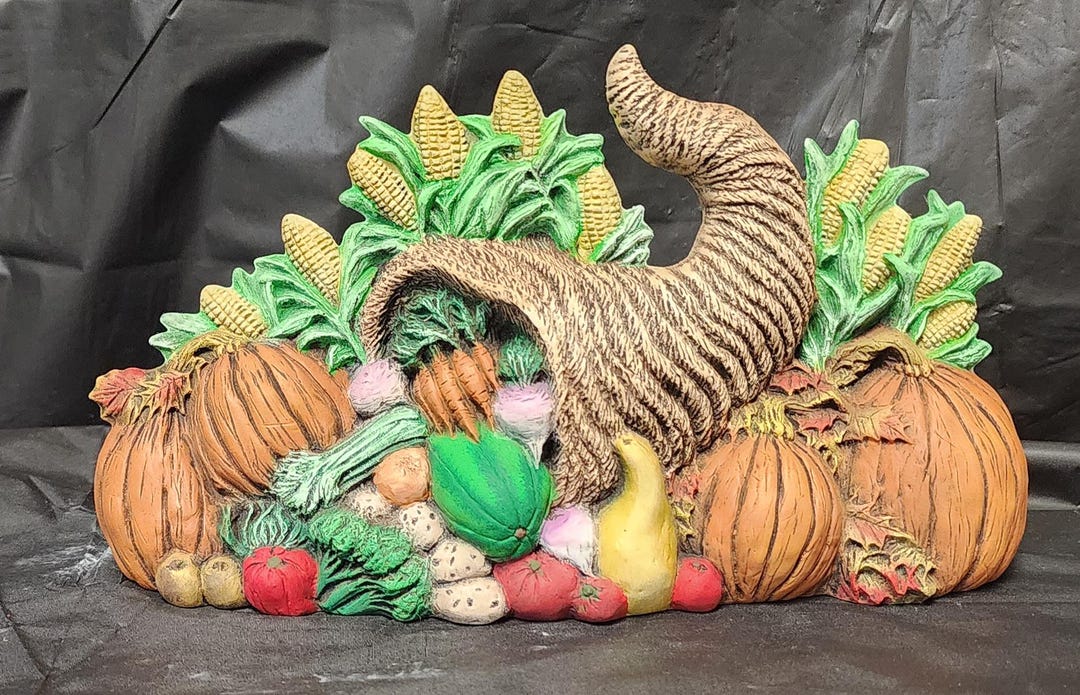 Hand Painted Ceramic Cornucopia Fall Decoration - Etsy