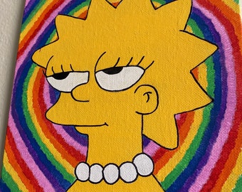 Hippie Lisa Simpson Canvas Art Painting - Etsy