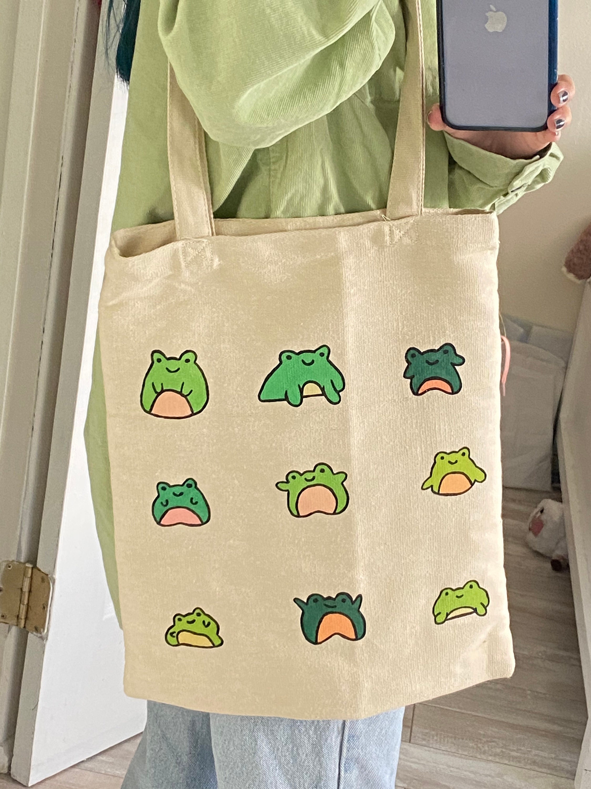 Cute Frogs Painted Tote Bag - Etsy