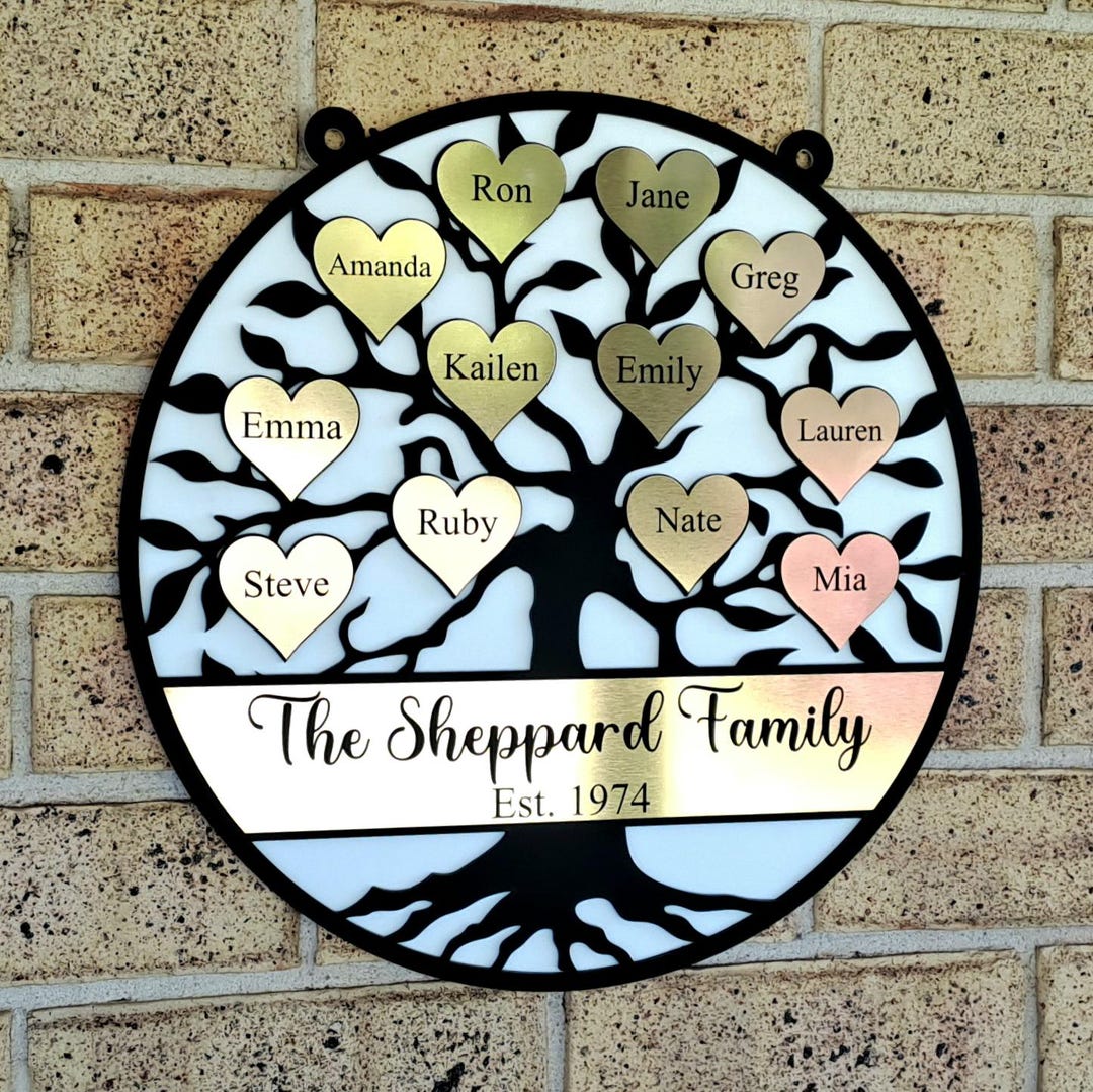 Custom Family Tree Sign – Personalised Acrylic Wall Art – Outdoor or ...
