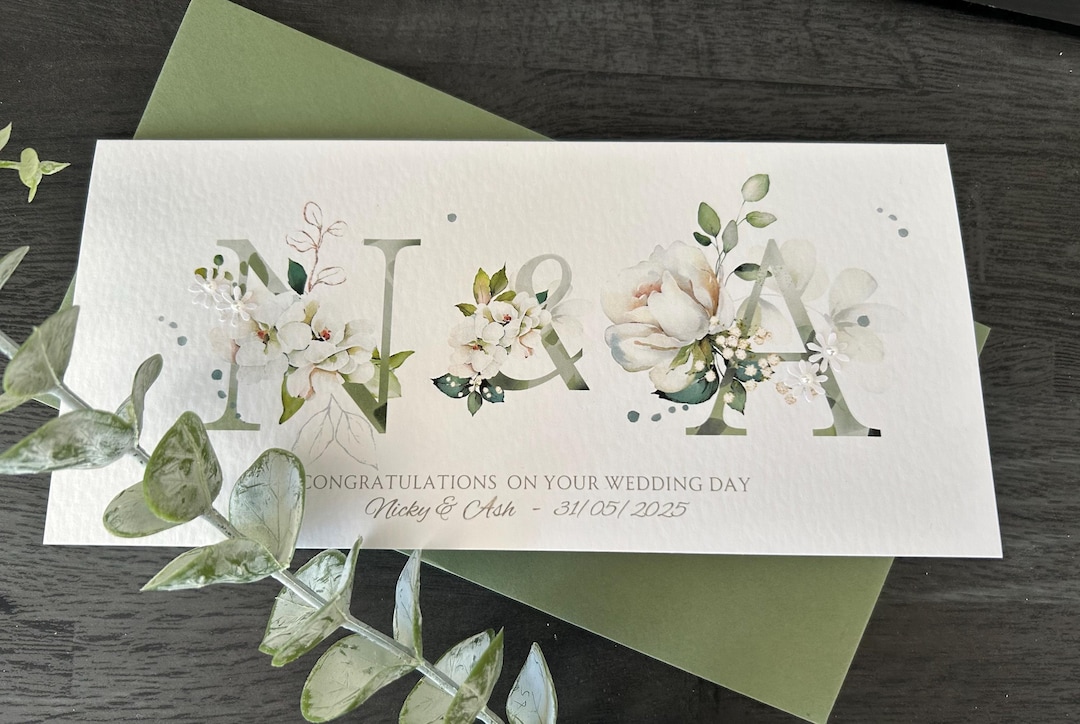 Personalised Wedding Money Wallet: Handmade Watercolour Gift Card ...
